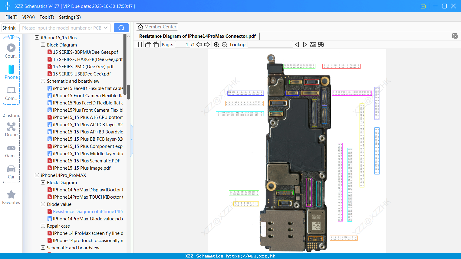 Resistance Diagram Of IPhone14ProMax Connector - XZZ Schematics